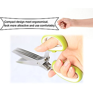 Joyoldelf Gourmet Herb Scissors Set - Master Culinary Multipurpose Cutting Shears with Stainless Steel 5 Blades, Herb Stripper, Safety Cover and Cleaning Comb for Cutting Cilantro Onion Salad