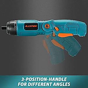 ALEAPOW 124PCS 4V Cordless Screwdriver Tool Kit Set, 6+1 Torque Setting, Adjustable 3 Position, 4Nm Electric Screwdriver, Flexible Shaft, Hand Tool Kit for Home with Storage Toolbox