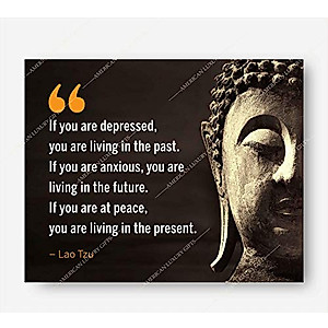 Lao Tzu Quotes-"If You Are at Peace-Living in the Present"- Inspirational Wall Art- 10 x 8" Spiritual Poster Print with Buddha Image-Ready to Frame. Home-Office-Studio-Spa Decor. Perfect Zen Gift!