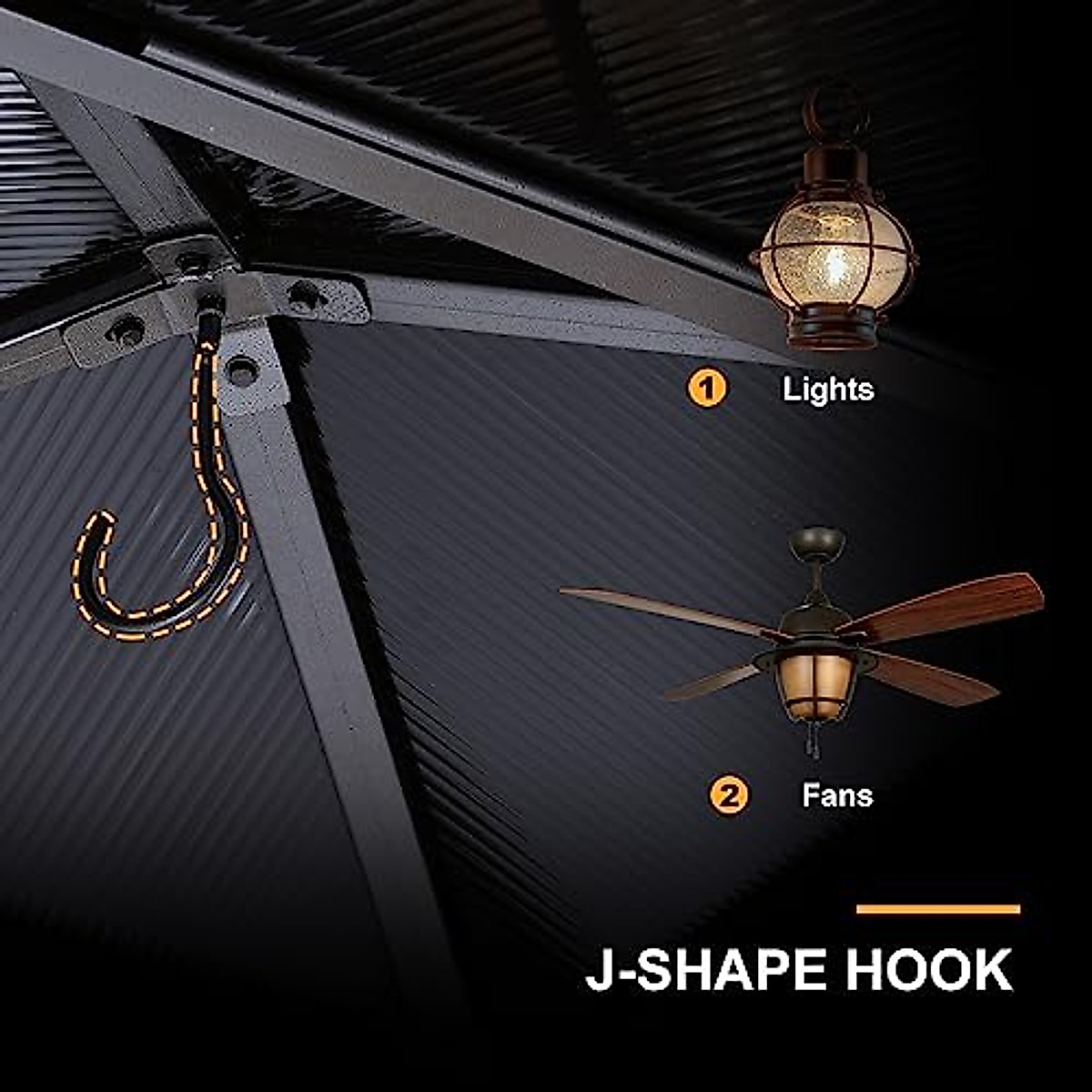 ABCPATIO 12x12 Hardtop Gazebo - Outdoor Polycarbonate Double Roof Gazebo Canopy, Metal Frame Permanent Pavilion with Curtains and Netting for Patio, Garden, Patio, Lawns (Dark Gray)