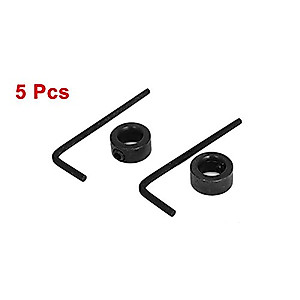uxcell 8mm Bore Drill Stop, Drill Bit Depth Holder, Set Screw Style, Black Oxide Carbon Steel, Pack of 5