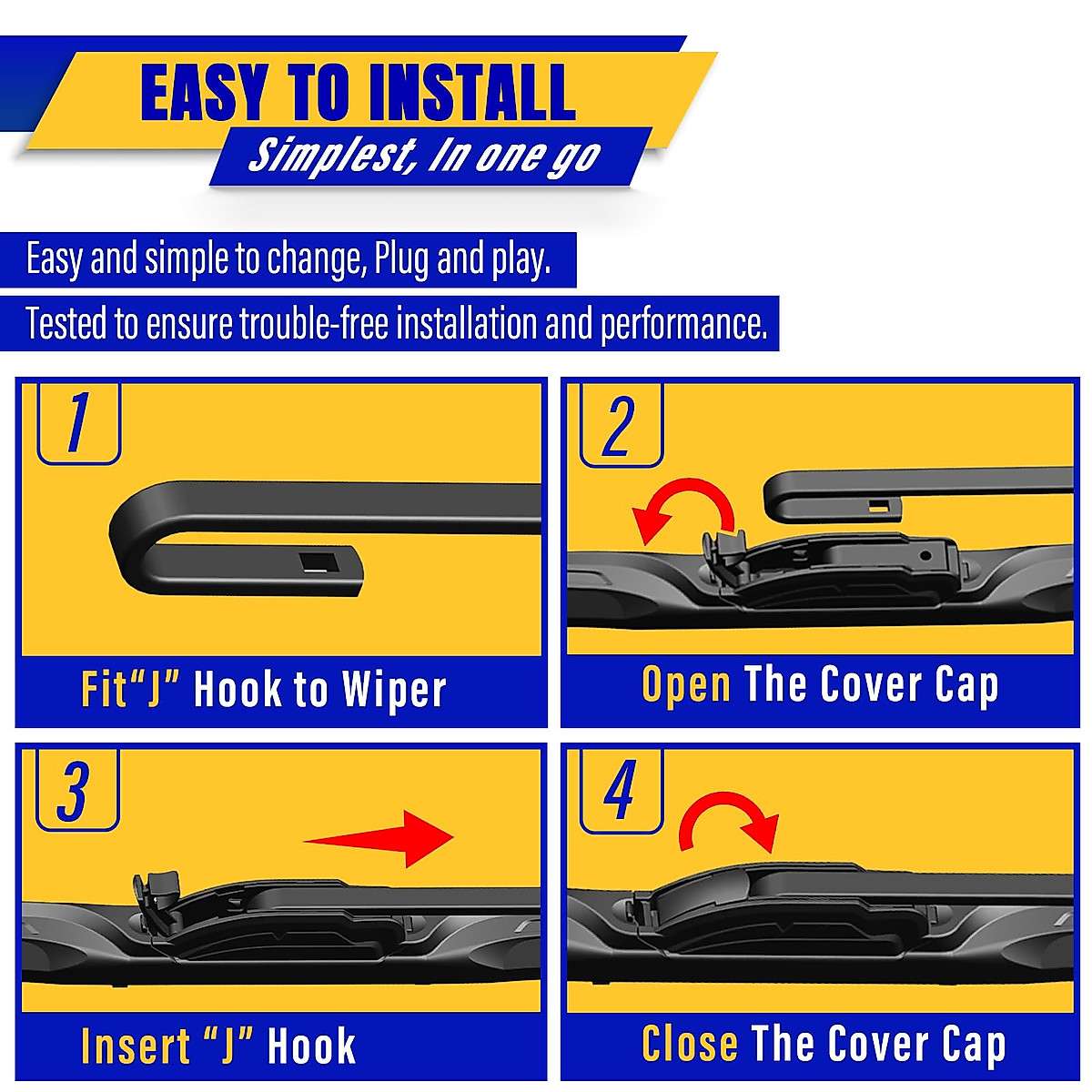 3 wipers Replacement for 2005-2022 Honda Odyssey, Windshield Wiper Blades Original Equipment Replacement - 26"/22"/16" (Set of 3) U/J HOOK