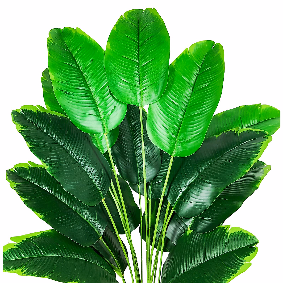 Rozwkeo Artificial Plants Fake Banana Tree Leaves with Stems 31" Tall Faux Bird of Paradise Palm Tree Imitation Frond Green Leaf Tropical Plants Greenery Floral Jungle Party Home Garden Decoration