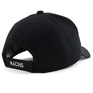 Trendy Apparel Shop Racing 3D Embroidered Flame Car Race Flag Baseball Cap - Black
