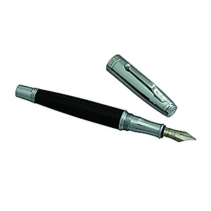 Monteverde Invincia Chrome, Black Carbon Fiber Medium Fountain Pen (MV40065)