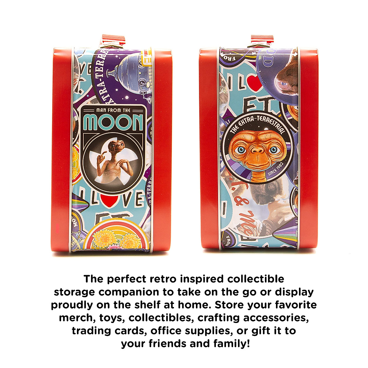 AQUARIUS E.T. Fun Box - Sturdy Tin Storage Box with Plastic Handle & Embossed Front Cover - Officially Licensed E.T. Merchandise & Collectible Gift (48288)