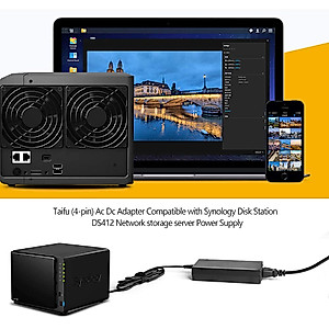TAIFU 4-Pin 12V 8.33A - 9A Power Adapter for Synology Disk Station 4-Bay DS410 DS410j DS411 DS411J DS412 DS412 + DS416 DS418 DS918+ DS923+ DiskStation Network Storage NAS Server 12V DC Power Supply
