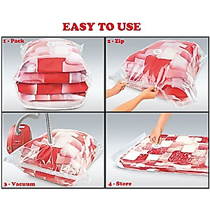 Jumbo Space Saver Vacuum Storage bags - [BONUS] Free travel Vaccum hand pump. - Jumbo Size Vacuum Sealer Bags for Clothes - Excellent for long term storage or saving extra space while traveling or moving. (6 bags)