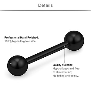 SCERRING 6PCS 14G Stainless Steel Rose Skull Door Lock Tongue Teaser Double Barbell with Slave Ring Nippleings Ring Body Piercing Jewelry Black