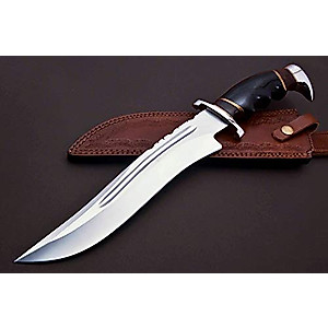 Handmade D2 Custom Steel Hunting Bowie Knife Fixed Blade with Leather Sheath 1089