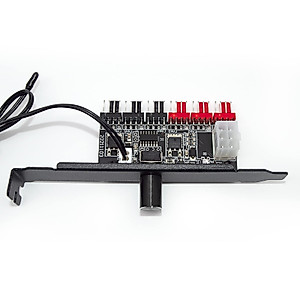 iHTP PC 8 Channels Fan Hub Knob Cooling Fan Speed Controller for CPU Case HDD VGA PWM Fan PCI Bracket 12V Fan Control,6-pin Interface Power Supply