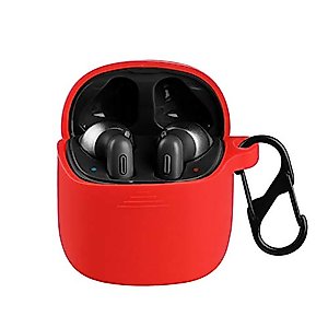 Haotop Silicone Anti-Lost & Shockproof Protective Charging Case Cover Compatible with JBL Tune 225 TWS/220TWS (Deep Red)