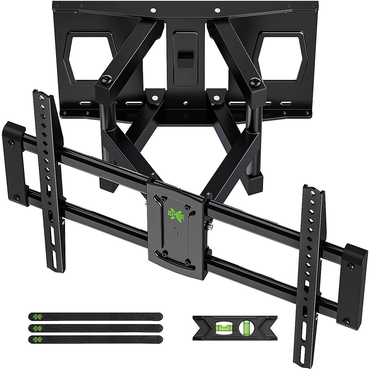 Full Motion TV Mount, USX MOUNT TV Wall Mount for Most 37-75 inch TVs, Holds up to 132lbs, Max VESA 600x400mm, Swivel TV Mount Bracket with Dual Articulating Arms Tilt Rotation Fits 16" Wood Stud