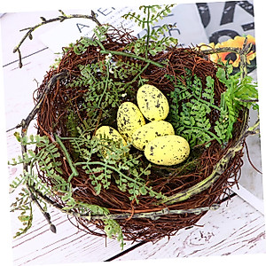 DECHOUS 1 Set Bird Nest Set Christmas Tree Ornaments Spring Fling Decorations Spring Decorations Rattan Bird Nest Easter Artificial Nests Easter Bird Birds Nest Easter Decorations Fake Egg