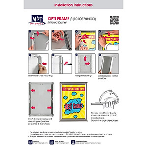 M&T Displays Opti Snap Poster Frame 11x17 Inch Black 1" Aluminum Profile Front Loading Wall Mounting Photo Picture Document Certificate Sign Holder Mitered Corner Anti Glare Cover