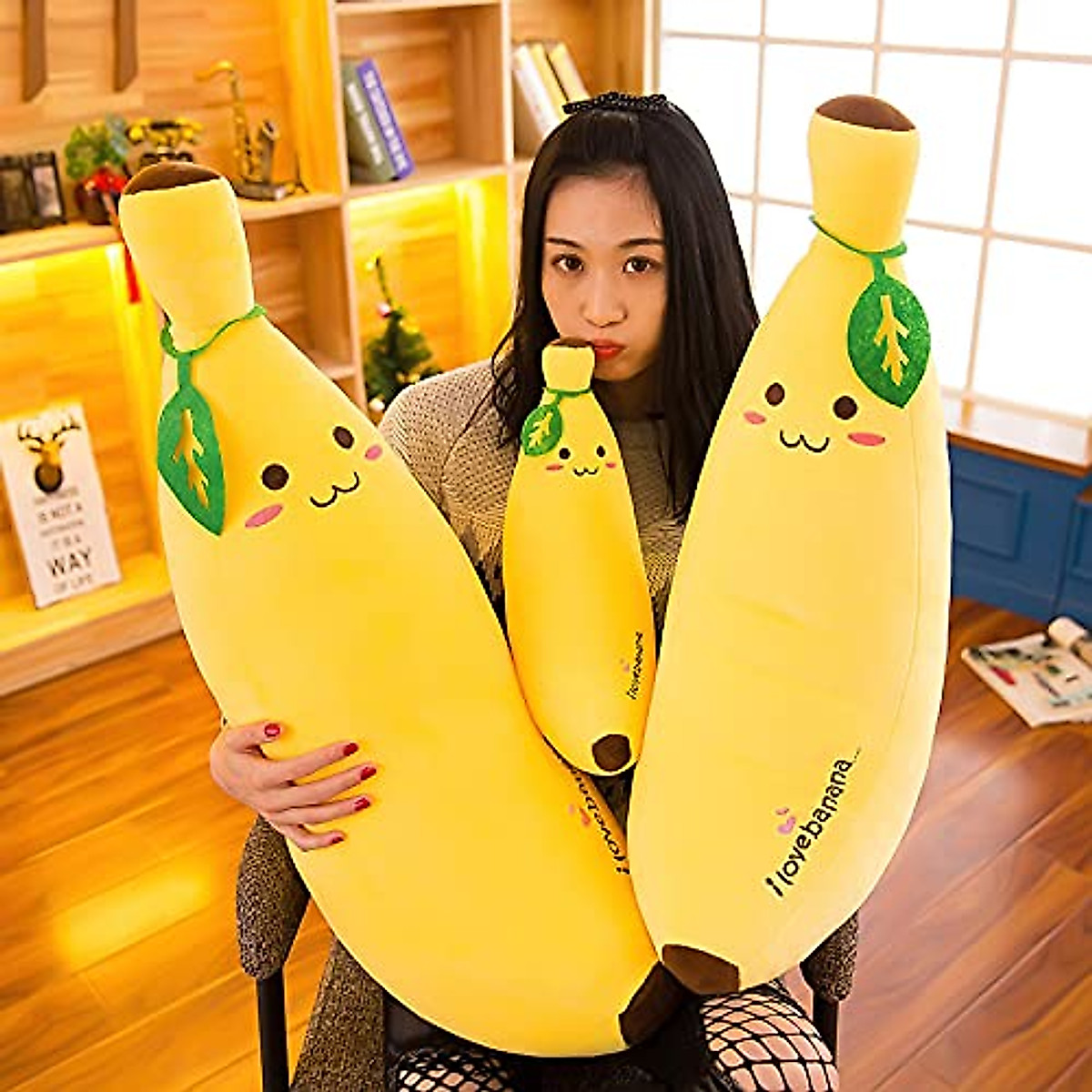 JZENZERO Banana Stuffed Animal, Plush Toys Banana Pillow Long Pillow Sleeping Doll Plush Cute Doll Boy Girl Birthday Present 35/50/70/80/110cm
