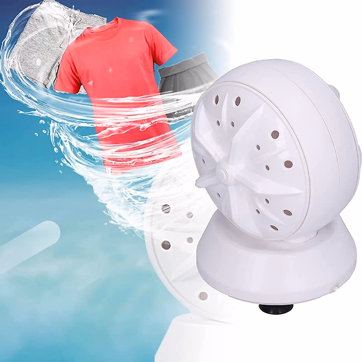 Beauty HAO Ultrasonic Washing Machine, Double Power Version, 2022 Upgraded Portable Twin Turbo Washer, Machine with USB and Speed Control for Travel Business Trip or College, White-24W