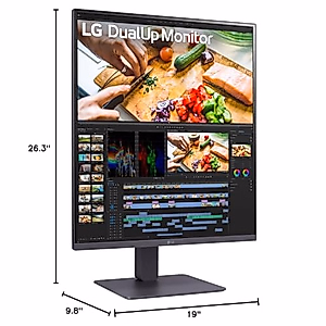 LG 28MQ750-C 28 Inch SDQHD (2560 x 2880) Nano IPS DualUp Monitor with Tilt/Height/Swivel Stand, DCI-P3 98% (Typ.) HDR10, USB Type-C (90W PD) - Black