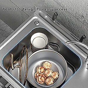 ORNBDDM Commercial Stainless Steel Sink，Stainless Steel Utility Sink,Single Bowl Commercial Kitchen Sink w/Workbench, Utility Kitchen Sinks W/Faucet/Drain Kit 90 * 50 * 80cm/35.4 * 19.7 * 31.5in A