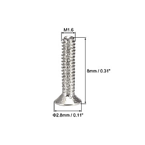 uxcell M1.6 x 8mm Phillips Screw Fastener Silver Tone for Laptop PC TV Fan Switch 500pcs