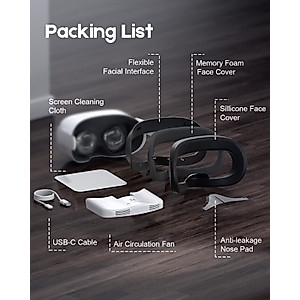 BINBOK VR Fan for Oculus Quest 2, Fitness Facial Interface Foam with Silicone Face Pad, Anti-fogging Cooling Air Circulation, Compatible with VR Accessories