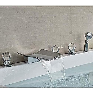Kitchen Taps Kitchen Tap Faucet Deck Mounted Polish 5 Piece Bathtub Faucet with Handheld Shower Mixer Tap