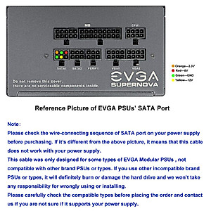 COMeap Molex Power Cable for EVGA PSUs, 6 Pin to 3X 4 Pin Molex Hard Drive Adapter Splitter for Some Specific Types of EVGA Power Supply 20-in(50cm)