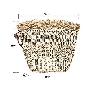 ZYYMMNN Straw Tassel Bags Rattan Weave Women Handbags Handmade Female Bucket Bag Summer Beach Crossbody Bags 28x22x9cm-1
