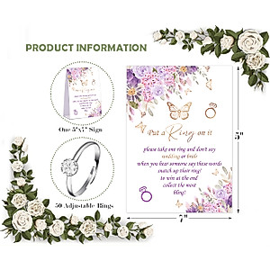 Butterfly Don't say Bride or Wedding Game, Put a Ring on It Bridal Shower Game with 50 Fake Rings, Bridal Shower Decorations, Wedding Shower or Bachelorette Party Supplies - 10