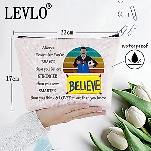 LEVLO Believe Ted Fans Cosmetic Make Up Bag Ted TV Show Inspired Gift You Are Braver Stronger Smarter Than You Think Ted Zipper Pouch Bag (BELIEVE TED)