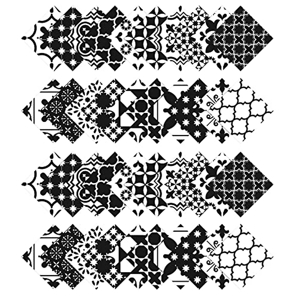 Soimoi Geometrical Stencils Print Precut 5-inch Cotton Fabric Quilting Squares Charm Pack DIY Patchwork Sewing Craft- White & Black