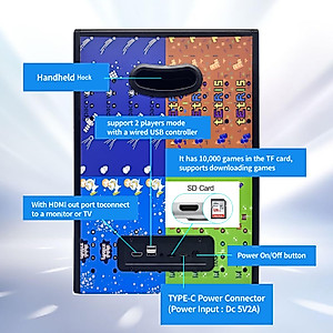 Handheld Arcade Game Console -10 Inch Mini Arcade Machine Cabinet - Classics Mini Video Player -Retro Games Included -Tabletop and Bartop Support for TV Output, Birthday Present Gift for Kids