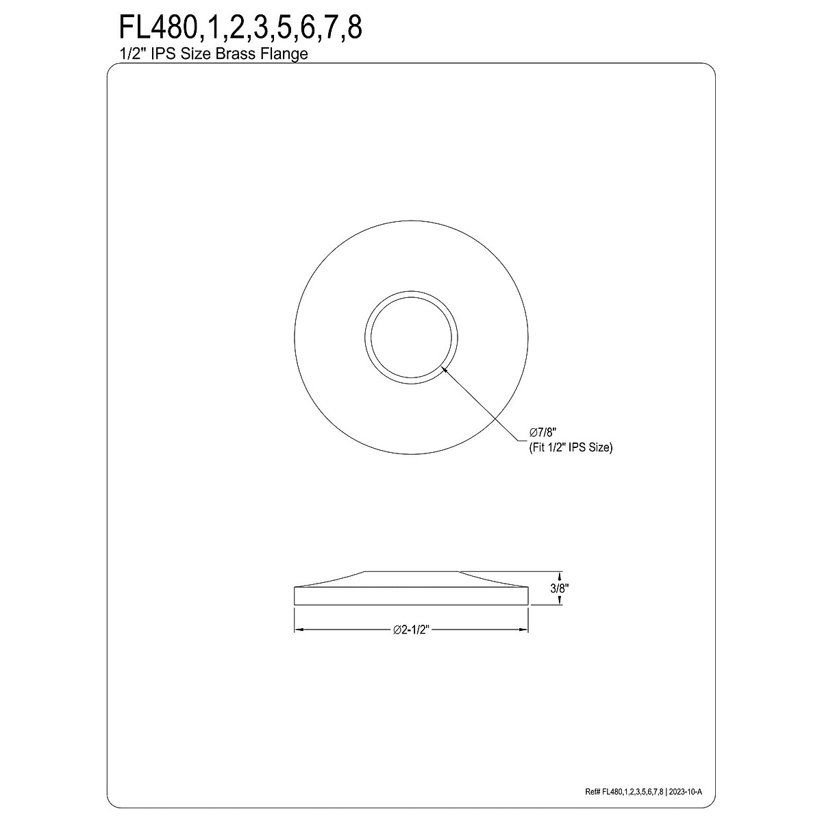 Kingston Brass FL480 Made to Match 1/2" IPS Brass Flange, Matte Black