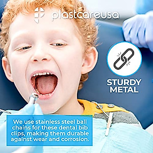 10 Pack Metal Chain Bib Clip Holders for Dental Bibs - Lanyard with Ball Chains & Alligator Clamps to Hold Napkin, Covers, Mask for Dentist Clinic