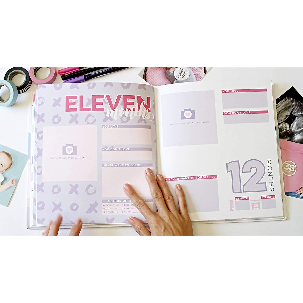 Bobee Hello Baby Memory Book, a journal scrapbook for girls milestones and memories first 5 years