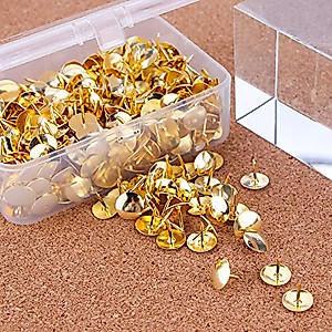Yalis Thumb Tacks 500-count, 3/8-inch Steel Roundness Push Pins Office Tacks for Corkboard (Gold)