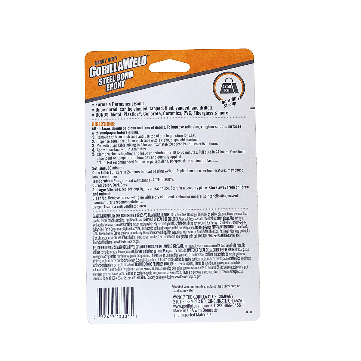 Gorilla Heavy Duty GorillaWeld Steel Bond 2-Part Epoxy, Black, (Pack of 1)