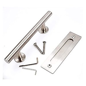 Sliding Door Hardware Gifsin 12in Sliding Barn Door Handle Stainless/Carbon Steel Flush Pull Set Pull Handle Heavy Duty Wood Interior Door Hardware Perfect For A Study Dining Room Area ( Color : Black