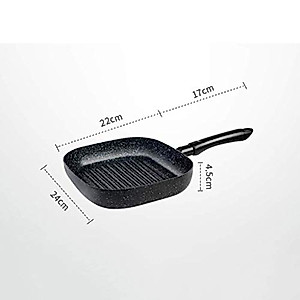 SDGH Frying Pan, Contemporary Hard-Anodized Aluminum Nonstick Cookware, Square Grill Pan, Black