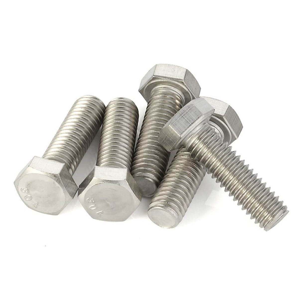 M8-1.25 x 20mm Hex Head Bolts Hexagon Screws, 304 Stainless Steel 18-8, Plain Finish, Fully Threaded, 25 PCS