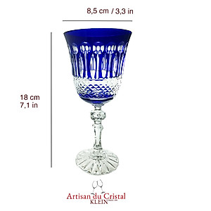 6 Red/White Wine Water Crystal Glasses - 6 Colors Assortments - Roemer Service Diamant (22cl) - Klein House - Company : Artisan du Cristal - Gift Set - Stamped : Klein 54120 Baccarat France