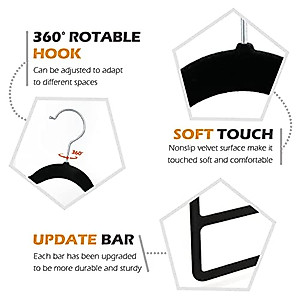 Velvet Pant Clothes Hanger Space Saving Non-Slip Shorts Hanger, Myfolrena Jeans Slack Trousers Hangers Multiple Velvet Hanger Closet Organizer Storage and Organization for Jeans,Scarf,Tie(Black,3)