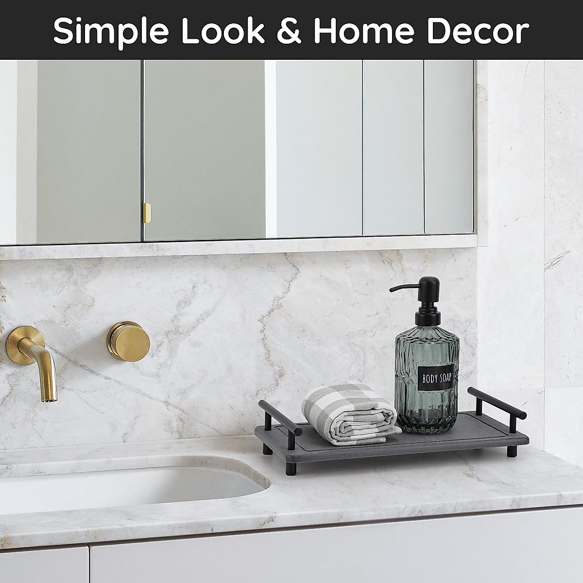 Segbeauty Vanity Tray Large, Instant Stone Drying Tray for Bathroom Kitchen, Diatomaceous Tray Fast Dry Stone Drying Mat for Kitchen Counter Bathroom Counter Tray Soap Organizer Mat with Handle