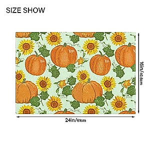 Lotupokon Sunflowers Orange Pumpkins Bathroom Rug Mat Soft Absorbent Bathroom Rugs Mats Non Slip Bath Mats Rugs Machine Wash Bath Mat Rug Set for Bathroom Door Mat Tub, Rectangle Shower Rug