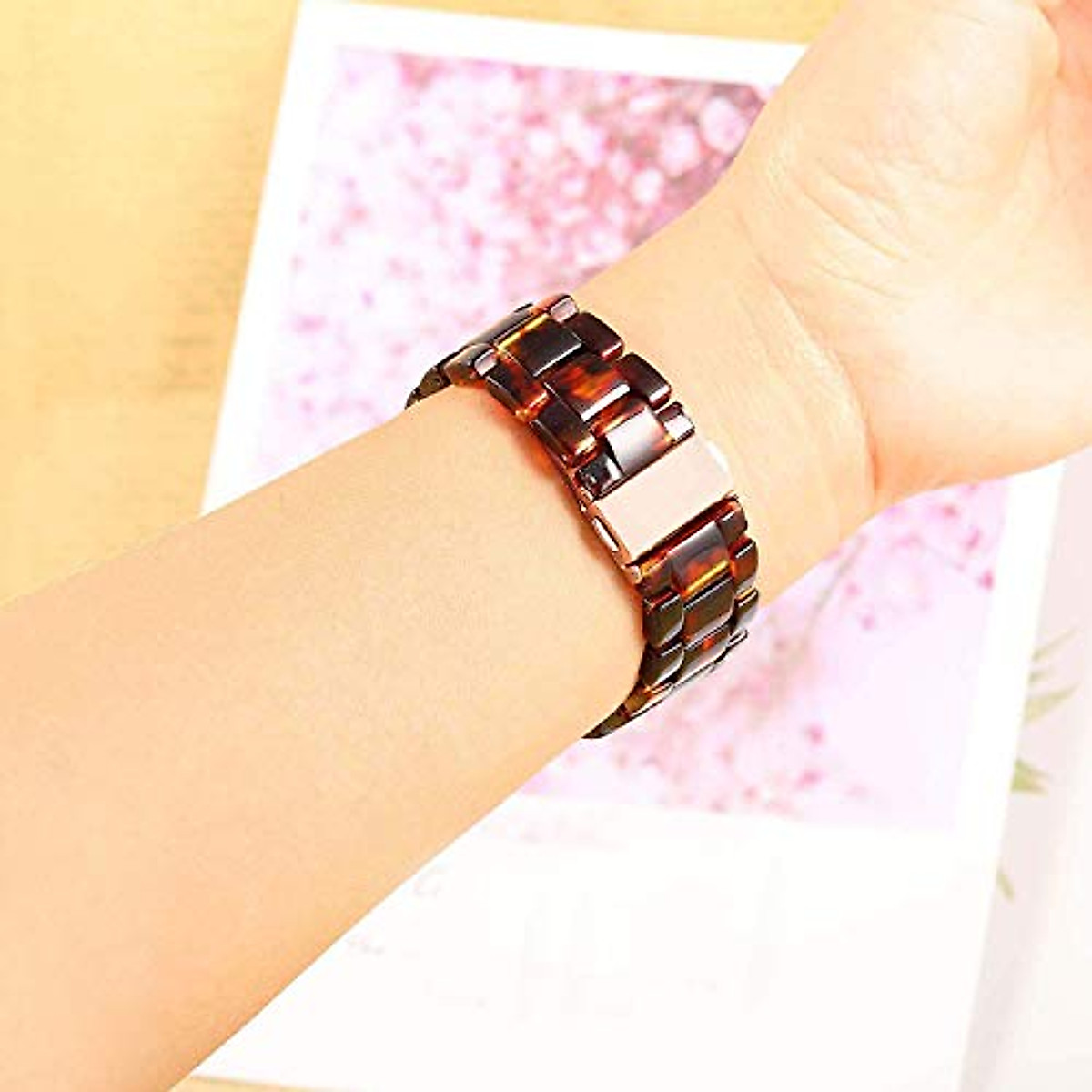 iLVANYA resin watch Bands for Fossil Men's Gen 5 Carlyle/Fossil Women's Gen 5 Julianna/Fossil Men's Gen 4 Explorist Smart Watch, Replacement Quick Released Wristband Strap(22mm Tortoise)