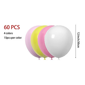 JODIDI 60 Pack 12 Inch Pink Yellow And White Latex Balloons, Birthday Wedding Baby Shower Party Balloons (Pink Yellow And White)
