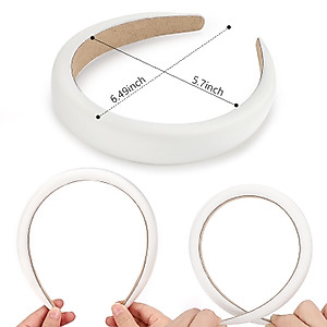 WantGor Padded Headband for Women, Wide Sponge HeadBands Plain Solid Hair Band Hoops Vintage Yoga Head Bands Fashion Elastic Hairband Accessories (White)