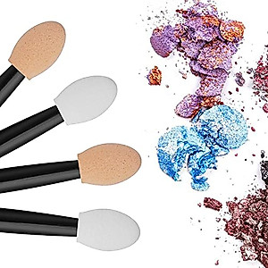 Cuttte 120PCS Disposable Dual Sides Eye Shadow Sponge Applicators with Container, 2.44' Length Eyeshadow Brushes Makeup Applicator
