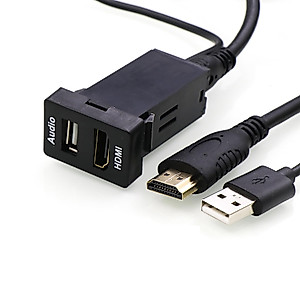 Timloon HDMI Socket Mount Cable +USB Audio Input Audio Relay Use for Toyota（Type A）