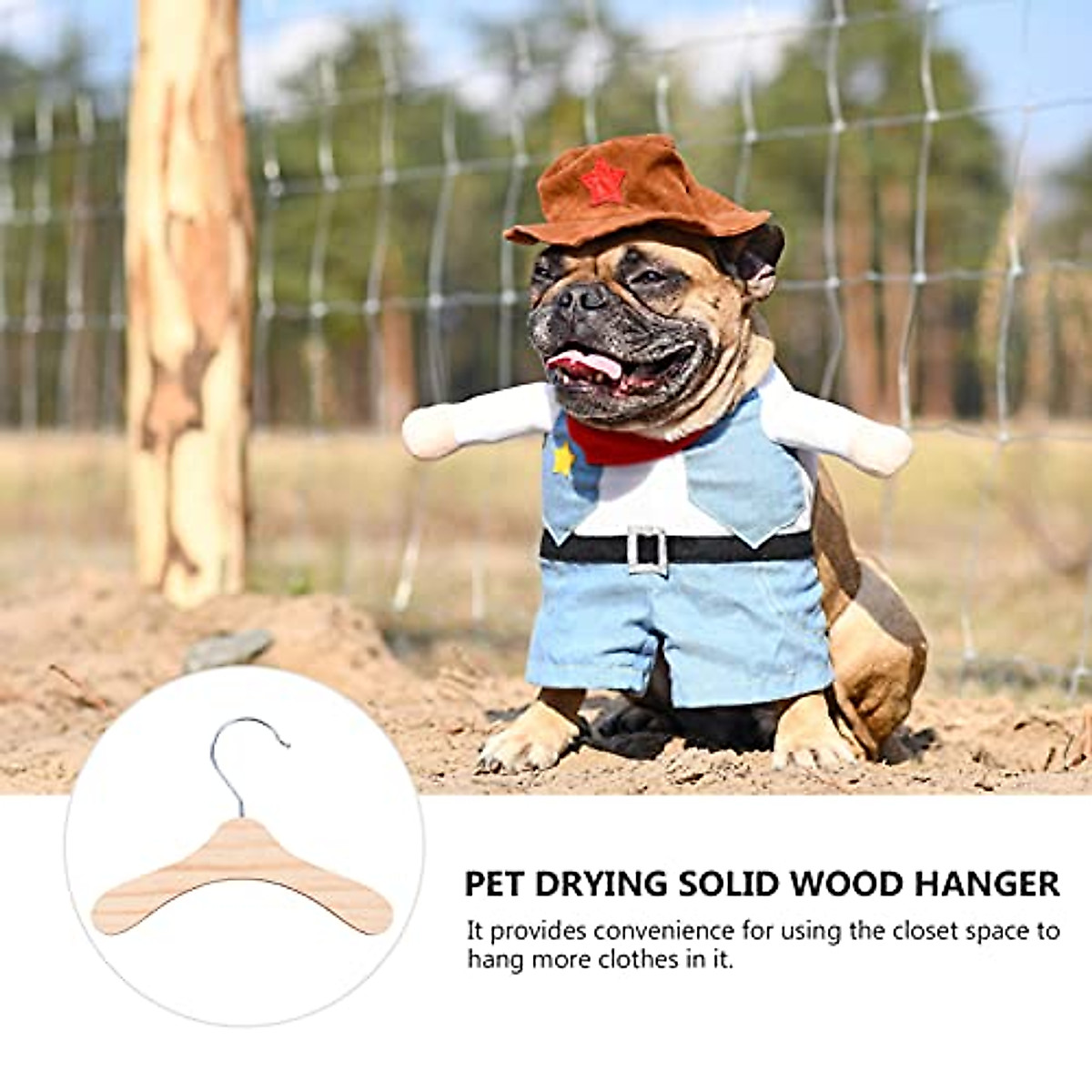 Balacoo 10pcs Wooden Pet Apparel Hangers Pet Clothes Hangers Pet Drying Rack Hangers Dog Clothing Hanging Rack Ultra Thin Space Saving Hook (14x14cm)